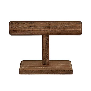 Ikee Design Antique Wooden Display Jewelry Accessory Stand, Bracelet Scrunchie Holder Display for Store, Showcase and Home, Brown Color, 7.9" W x 2.9" D x 5.5" H