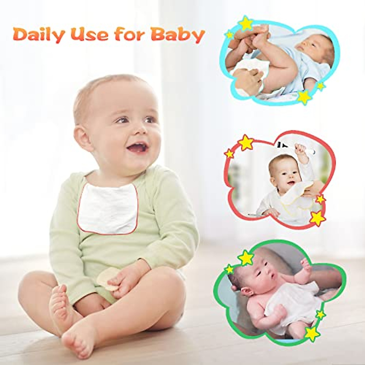 FAMOPLY 54 Pack Flannel Cloth Baby Wipes with Dispenser, Reusable natural skin-friendly baby wipes, Body Face Hand Washcloth Essential for Cloth Diapers 8x8 inch