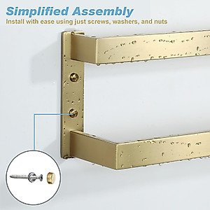 Alise Double Towel Bar 24", SUS304 Stainless Steel Towel Racks for Bathroom Wall Mounted, Heavy Duty Bathroom Towel Holder, Space Saving Towel Hanger, Brushed Gold