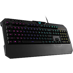 ASUS Mechanical Membrane RGB PC Gaming Keyboard - TUF K5 | Programmable Onboard Memory | Dedicated Media Controls, Aura Sync RGB Lighting | Spill, Sweat & Abrasion Resistant - Highly Durable | Black