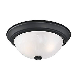 Design House 588251 Traditional 2-Light Indoor Dimmable Ceiling Light with Alabaster Glass for Bedroom Hallway Kitchen Dining Room, Matte Black, 2 Pack