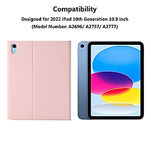 Keyboard Case for iPad 10th Gen 10.9", iPad 10th Generation Case with Keyboard 10.9 inch 2022, Detachable Rechargeable Wireless Bluetooth Keyboard with Pencil Holder Smart Folio Keyboard Case (Pink)