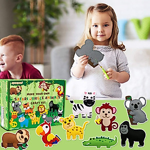 CiyvoLyeen Safari Jungle Animals Sewing Craft Kit DIY Kids Craft and Sew Set for 7 8 9 10 11 12Girls and Boys Educational Beginners Sewing Stuffed Animal Felt Plush Ornaments Set of 14