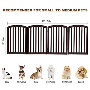 Bonnlo 30'' Tall Free Standing Pet Gate for Dogs, 81” Wide Dog Gates for The House, Doorways & Stairs, Dog Fence Indoor Puppy Gate with 4 Foot Supporters, 4 Panel Doggie Gate, Espresso