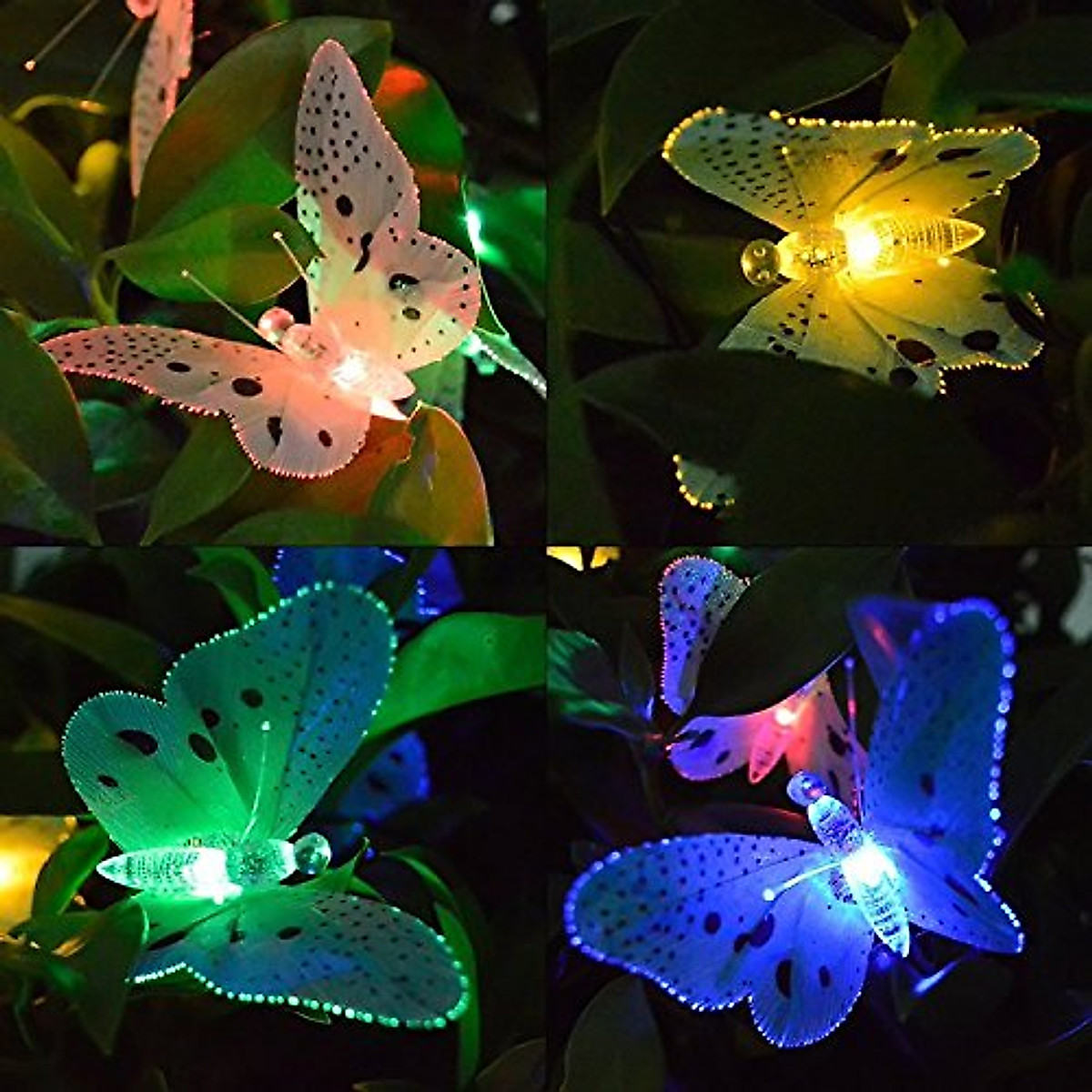cuzile 20pcs Solar Powered Butterfly Lights Waterproof Solar Garden String Lights for Christmas, Tree, Home, Holiday, Fence, Yard, Wedding,Patio Party Decoration Light