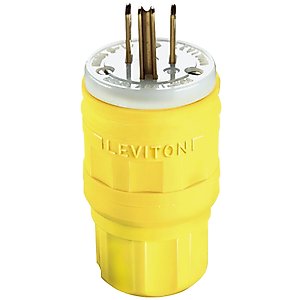 Leviton 14W47 15 Amp, 125 Volt, Straight Blade, Plug, Industrial Grade, Grounding, Wetguard, Yellow