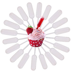 Buytra 250 Pack 4ml Plastic Cupcake Pipettes Liquor Injector Disposable Transfer Pipettes Eye Dropper for Chocolate, Strawberry, Food