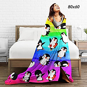 Animal Penguin Blanket Ultra Soft Penguins Flannel Fleece Throw Blankets Lightweight Microfiber Fun Art Bedding for Sofa Bed Couch Travel 50"X40"