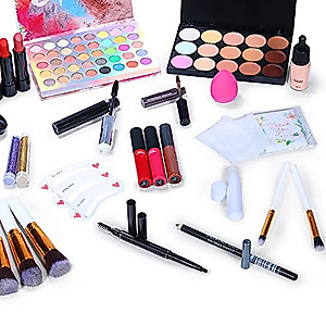 All-In-One Makeup Gift Set Birthday Gift Valentine's Day Gift Cosmetic Bag Including Professional Mascara Foundation Brush Palette Lipstick Lipgloss Eye Shadow Palette Makeup Kit for Women Full Kit