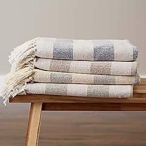 DII Rustic Farmhouse Cotton Cabana Striped Blanket Throw with Fringe, 50 x 60 - Cabana Striped Gray