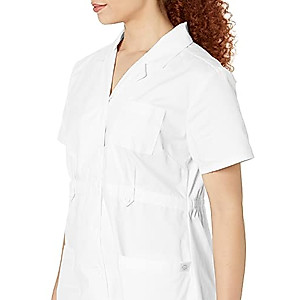 Dickies womens Button Front medical scrubs dresses, White, Large US