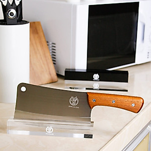 Knife Block/Knife Stand for Cleaver Nakiri Santoku and any Flat Edge Kitchen Knives -Trsnsparent Acrylic 2023 Gift