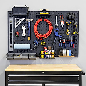 Metal Pegboard Tool Organizer, Garage Wall Storage, 3 Panel Pegboard Wall Organizer, Power Tool Organizer Wall Mount, Includes 23 Storage Attachments, Solid Steel Holds 450 lbs, 51 in. x 32 in.