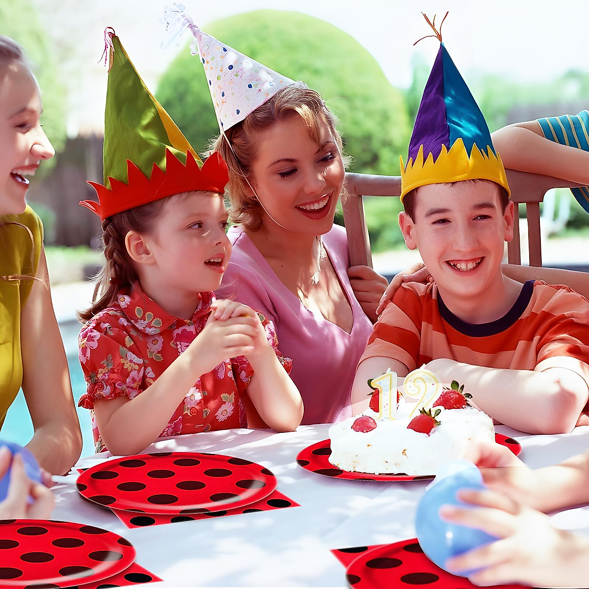 Menipros Ladybug Birthday Party Supplies,Ladybug Party Tableware Sets Includes 20 Ladybug Plates and 20 Ladybug Napkins