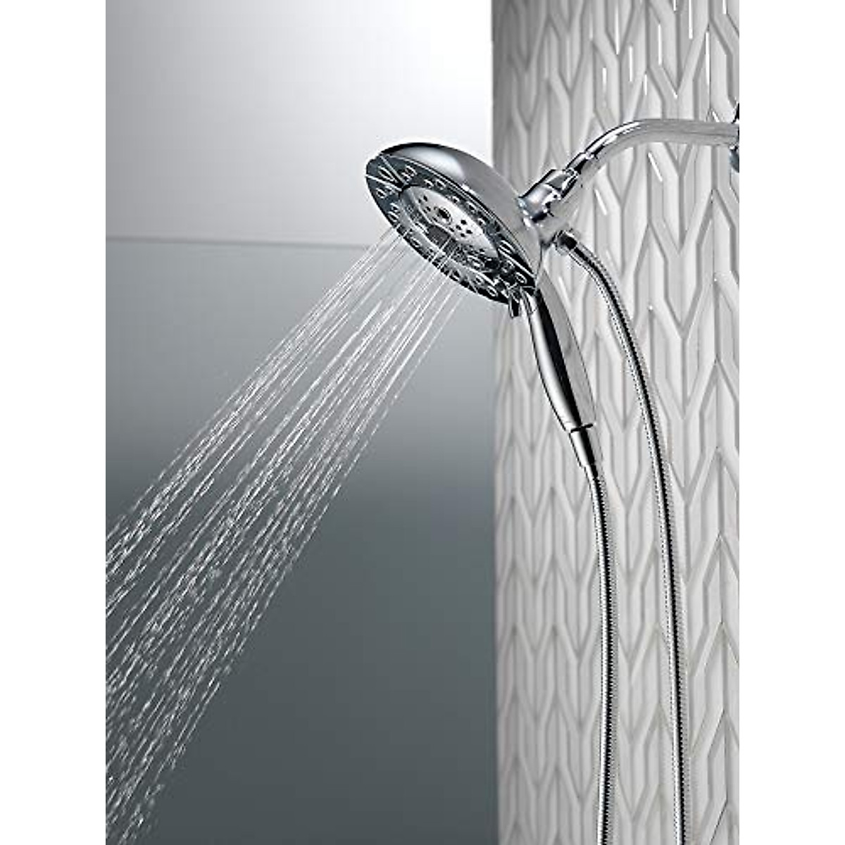 Delta Faucet 5-Spray In2ition Dual Shower Head with Handheld Spray, H2Okinetic Brushed Nickel Shower Head with Hose, Showerheads, Handheld Shower Heads, Magnetic Docking, Stainless 58480-SS25-PK
