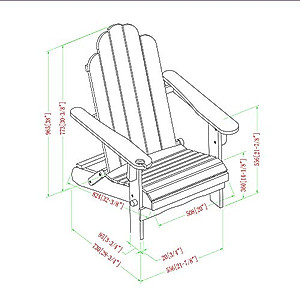 Walker Edison Sully Classic Solid Acacia Wood Outdoor Folding Adirondack Chair, 38 Inch, White Wash