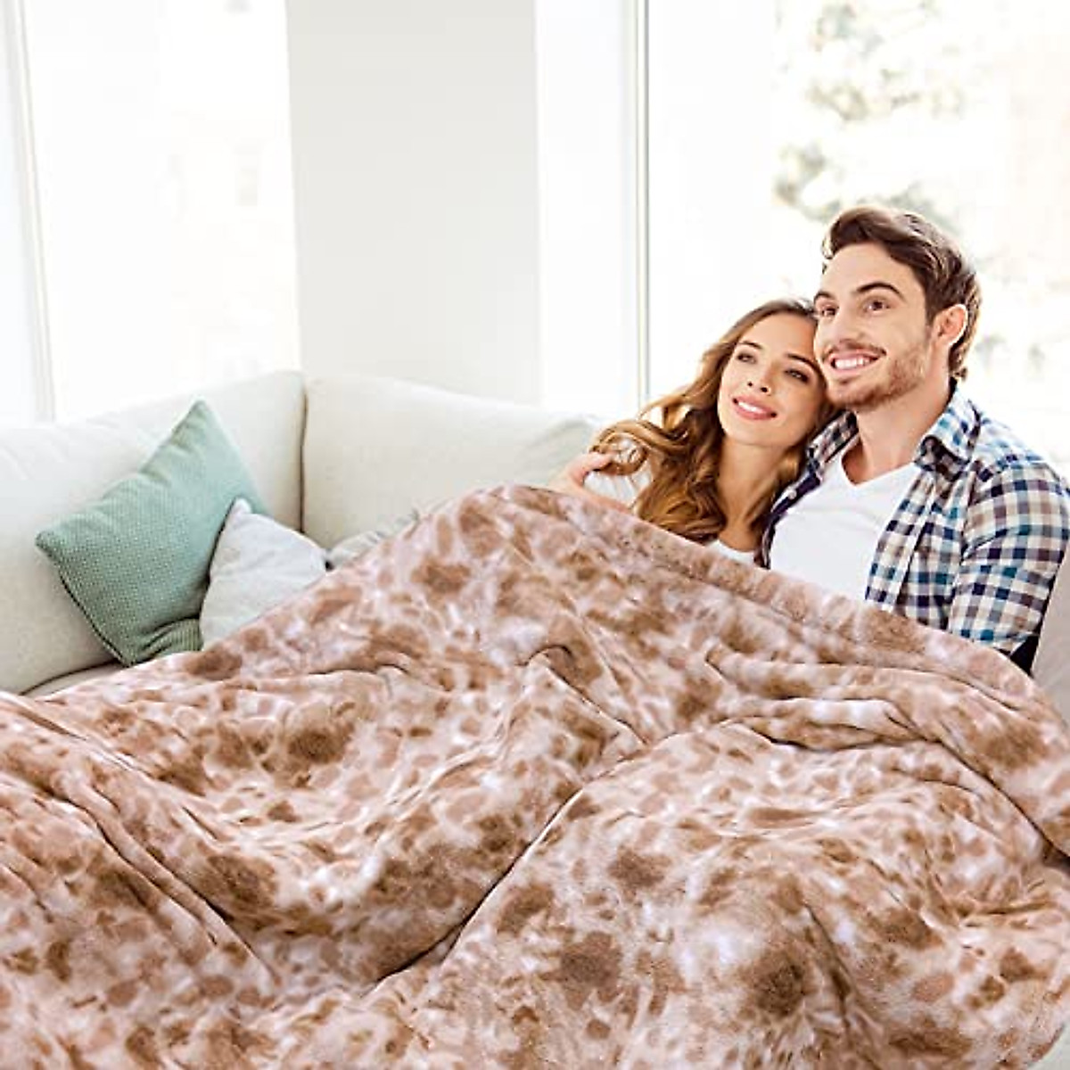 HELLOMOTO Heated Weighted Blanket, Queen Size(60''x80'' 20lbs) Electric Heated Blanket , 2-in-1 Electric Blanket Throw for Adults with 12 Heat & 8 Timer Settings -HWB8060