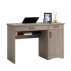 Sauder Beginnings Desk, L: 46.81" x W: 18.50" x H: 29.96", Silver Sycamore Finish
