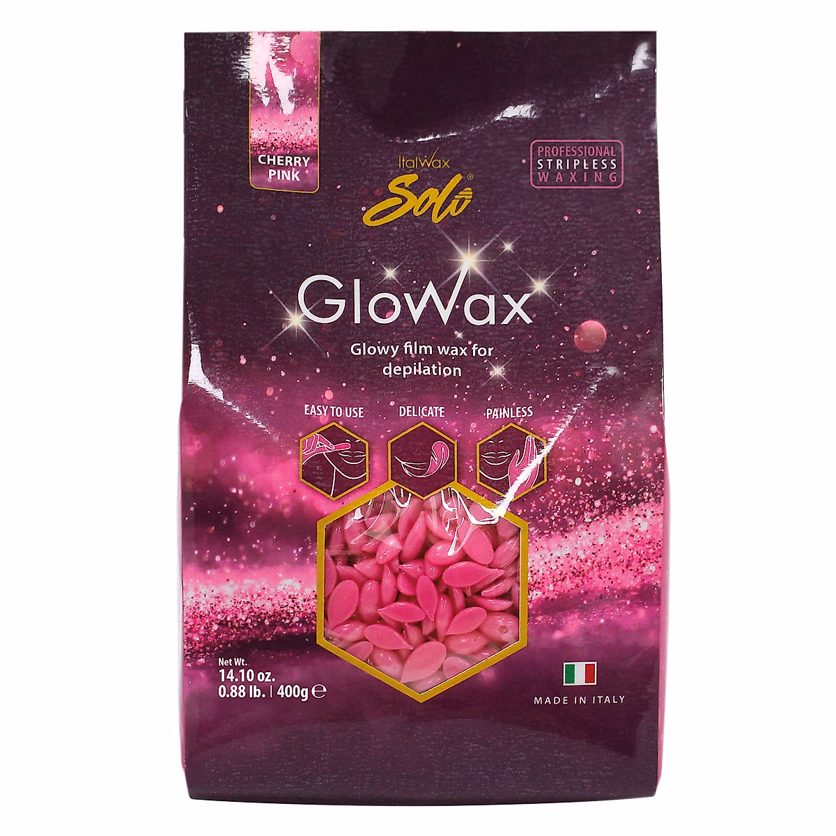 Italwax Cherry Pink Glowax Hard Wax 0.88lb 400g