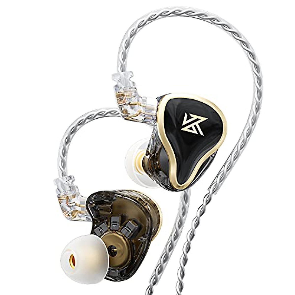 KZ ZAS IEM Earphones, in-Ear Headphones Wired, 16-Unit Hybrid High-Frequency 7BA+10mm Dual DD HiFi Stereo Sound Earphones Noise Cancelling Earbuds(Black,No Mic)