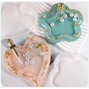 3 Set Tray Silicone Resin Mold Round Love Heart Flower Shaped Epoxy Silicone Casting Molds Coaster Tray for Cup Fruit Candy Vase Holder Articles Ornaments,3D DIY Display Decor Crafts