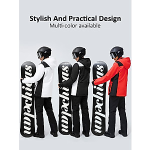 FREE SOLDIER Women's Waterproof Ski Jacket Fleece Lined Warm Winter Snow Coat with Hood Fully Taped Seams(White Black,L)