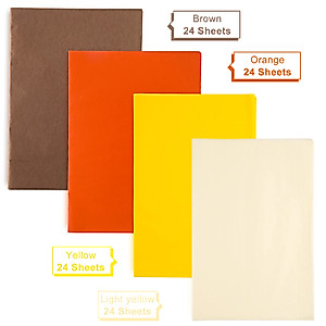 Whaline 96 Sheet Fall Tissue Paper Bulk Brown Orange Yellow Gift Wrapping Paper Art Craft Tissue Paper for Autumn Decorative Thanksgiving Harvest Party Gift Bag DIY Pompom Confetti, 14 x 20