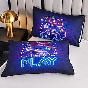 Helloosuu Teen Boy Comforter Set Queen,Kids Comforter Set for Boys,Gamer Bedding Sets for Boys,Boys Queen Bedding Set,Gaming Comforter Sets Including 1 Gaming Comforter&2 Pillowcases