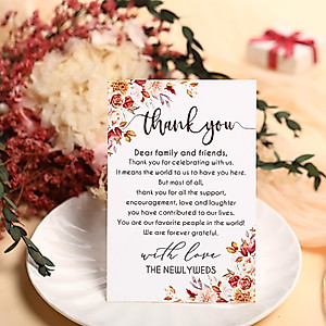 Chinco 100 Pieces Wedding Thank You Cards Thank You Place Setting Wedding Greenery Cards Thank You Place Cards 4 x 6 Inches for Party Wedding Reception Rehearsal Dinner Bridal Shower (Autumn)