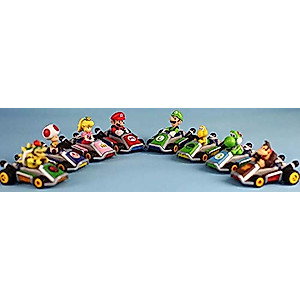 IAMPOK 8 Pcs Mario Kart Pull Back Cars Cake Topper Figures Toy Set-Kids Birthday Party Cake Decoration Supplies