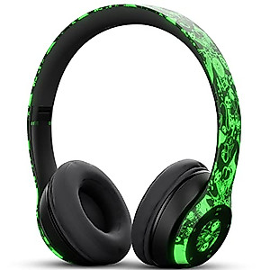 Disney Nightmare Before Christmas Glow in The Dark Bluetooth Headphones Over Ear, Wireless and Wired Foldable Headset Built-in Microphone - Tim Burton Jack Skellington & Sally - Adults Kids