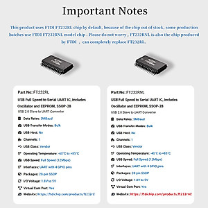 DSD TECH SH-U09G USB to TTL Serial Cable Built-in FTDI FT232RL IC 1.8M/5.9FT