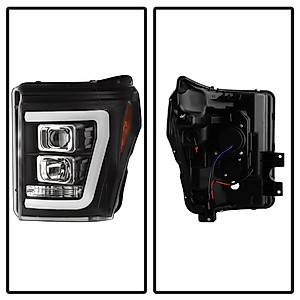 ACANII - For 2011-2016 Ford F250 F350 SuperDuty Black LED Tube Projector Headlights Headlamps Replacement Set Left+Right