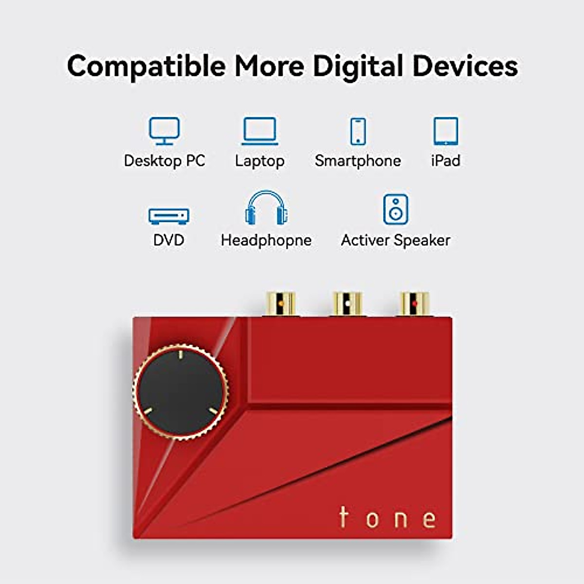 USB DAC Amp,Khadas Tone 2 Pro | Desktop Digital Analog Converter -Headphone Amplifier with USB-C/USB-C(I2S) Inputs/Outputs: 3.5mm Unbalanced / 4.4mm Balanced/RCA - MQA DECODER (Red)