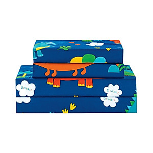 Sapphire Home 4 Piece Dinosaur Full Bed Sheets for Kids - Fitted Sheet, Kids' Sheet & Pillowcase Sets - Dinosaur Room Decor for Boys - Toddler Bed Sheet - Full Size