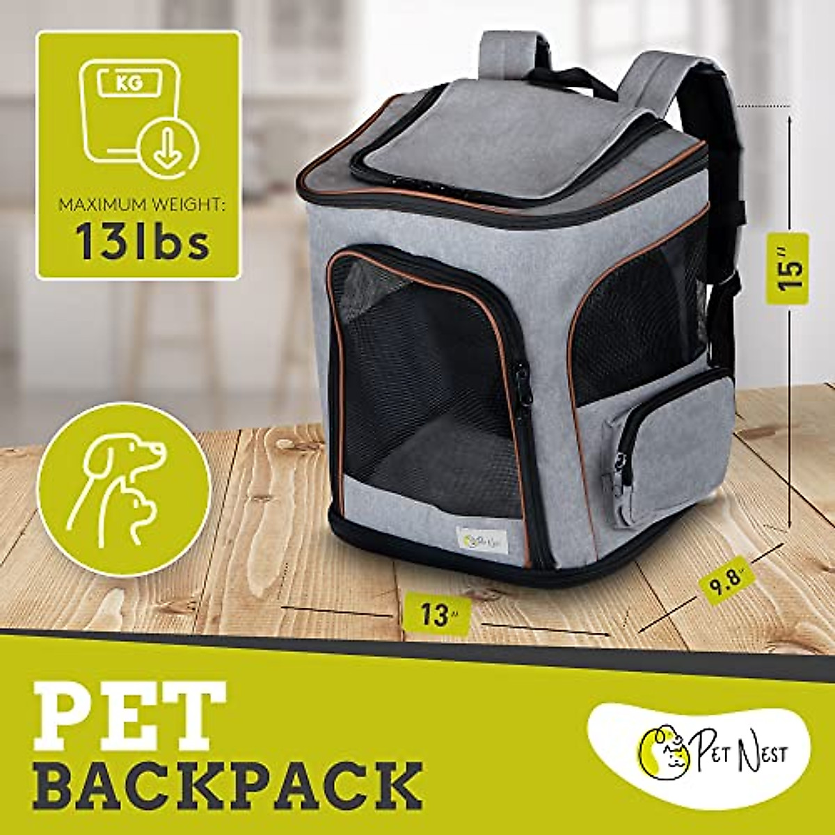 Pet Nest Expandable Pet Carrier Backpack for Cats, Dogs and Small Animals, Portable Pet Travel Carrier, Super Ventilated Design, Airline Approved, Ideal for Traveling/Hiking/Camping