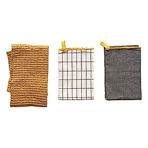 Creative Co-Op Cotton Tea, Multi Color, Set of 3 Towel, 3 Count