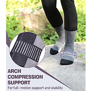 DYW Womens Merino Wool Hiking Socks Thermal Warm Winter Boot Crew Socks Cushion Work Walking Gift Socks 5 Pairs （5 Pairs Color Mix A,Medium）