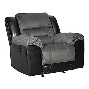Signature Design by Ashley Earhart Faux Leather Manual Rocker Recliner, Gray