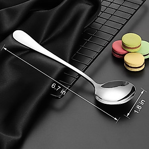 Foamia Soup Spoons, 12-Pack Stainless Steel Spoons Silverware Round Cereal Spoon Dinner Spoons Tablespoons Set for Bouillon Dessert Ice Cream Kitchen Cooking Flatware