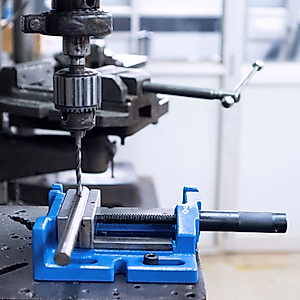 Groz 35125 4" 3-way Uni-Grip Drill Press Vise, Blue