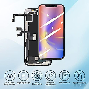 for iPhone XS Screen Replacement 5.8” With Ear Speaker and Proximity Sensor, 3D Touch LCD Display Digitizer Full Assembly with Front Earpiece Fix Tools Glass, Repair Kit for A1920, A2097, A2098, A2100