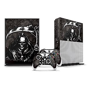 247 Skins Graphics kit Sticker Decal Compatible with Xbox One S and Wireless Controllers - Reaper Black