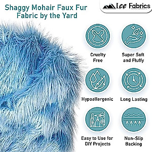 Ice Fabrics Faux Fur Fabric by The Yard - 60 Inches Wide Super Soft and Fluffy Shaggy Mohair Fur Fabric for Costumes, Apparel, Rugs, Pillows, Decorations and More - Mint - One Yard