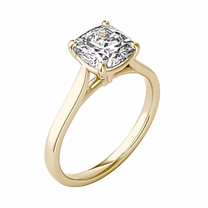 Charles & Colvard Created Moissanite 7.5mm Cushion Cut Solitaire Engagement Ring for Women | 2 cttw DEW | Lab Grown | Solid 14K Yellow Gold | Size 5.5