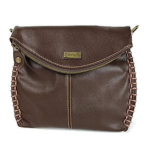 CHALA Charming Crossbody Bag with Zipper Flap Top and Metal Chain - Dark Brown (s828-DB-Blackcat)