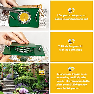 Stingmon 8 Pack Yellow Jacket Traps, Disposable Wasp Traps Outdoor Hanging, Carpenter Bee Traps for Outside, Hornet Trap, Hornet Killers for Fly, Insects and Bug, DWTA-8P03