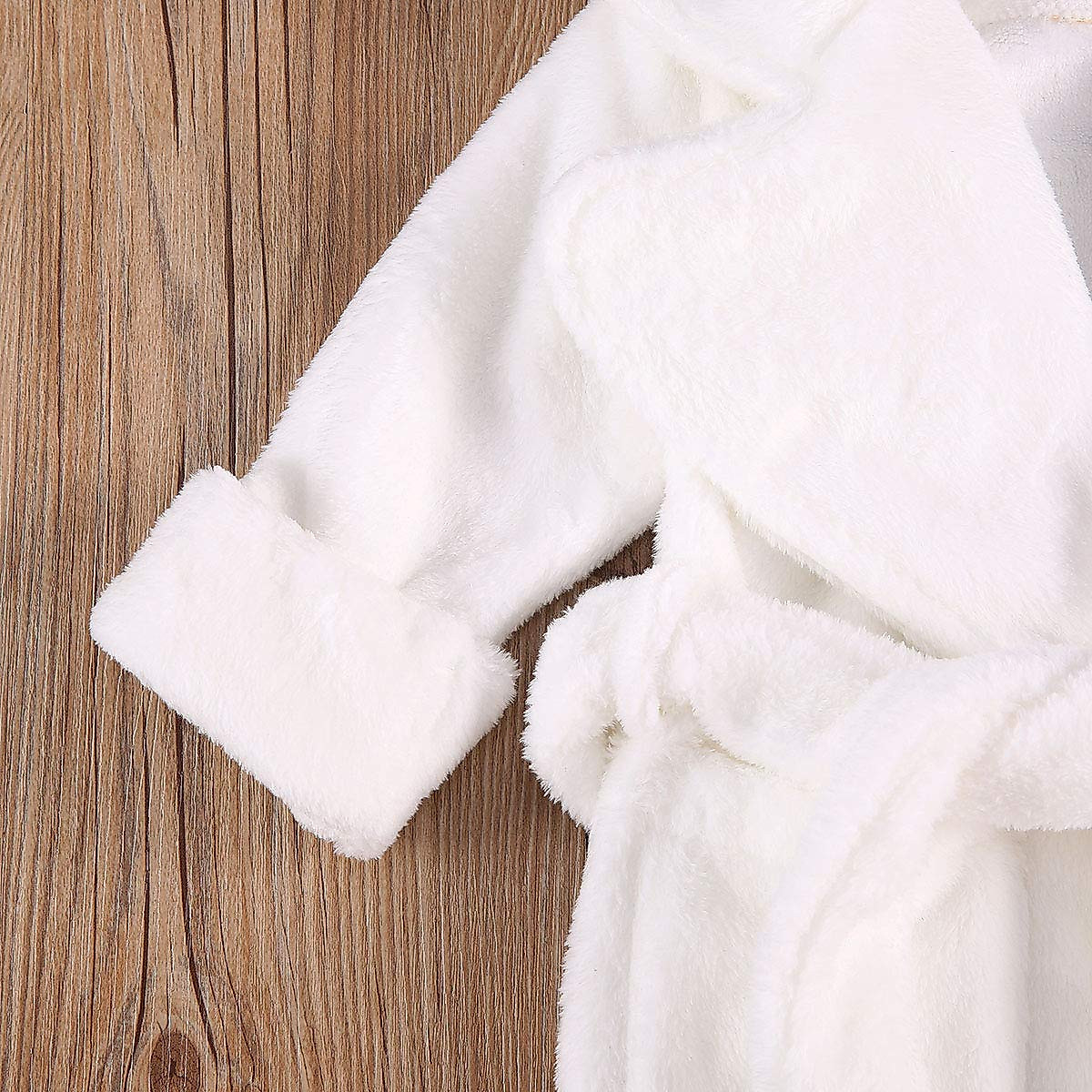 Qiylii Unisex Baby Plush Bathrobe Plain Kimono Gown Newborn Toddler Girls Boys Towel Robe Nightwear Clothes (White, 12-24 Months)