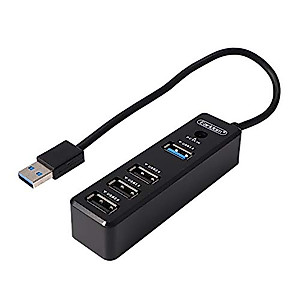 Lysee Cable Winder - Earldom 4 Ports USB 3.0 Hub Splitter with Power Charging Port and Multiple Switch USB Splitter Port Panel Usb3.0 Hub Black - (Color: Black)