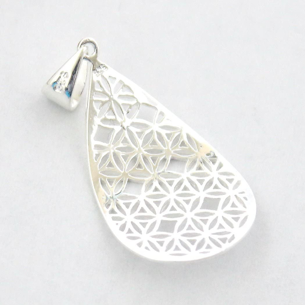 COSUMOSU flower of life Sacred Geometry Tear Drop 925 Sterling Silver Pendant